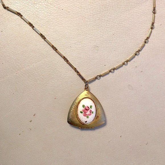 Jewelry | Antique Vintage Faded Gold Rare Hand Painted Flower Big ...